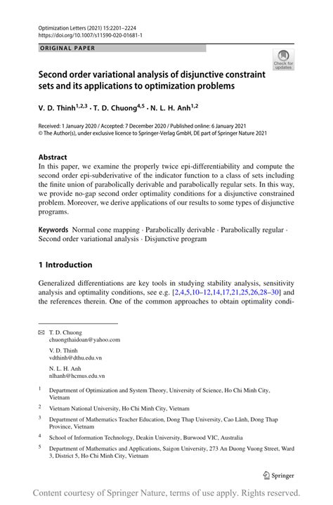 second order variational analysis of disjunctive constraint sets and its applications to