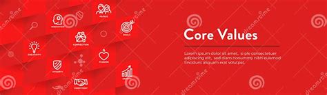 Core Values Web Header Banner With Integrity Mission And Vision Icons