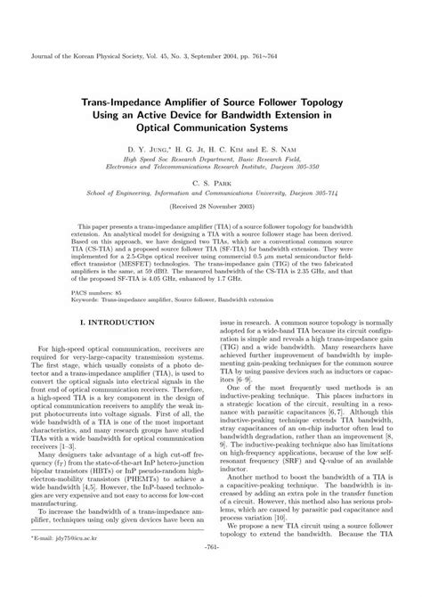 Pdf Trans Impedance Ampli Er Of Source Follower …koasas Kaist Ac Kr Bitstream 10203 12599 1