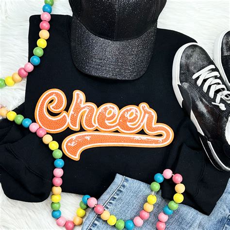 Orange Cheer Sequin Patch