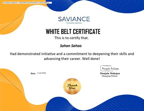 Sohan Kumar Sahoo On Linkedin I Am Glad To Be Certified With A White Belt For Completion Of My