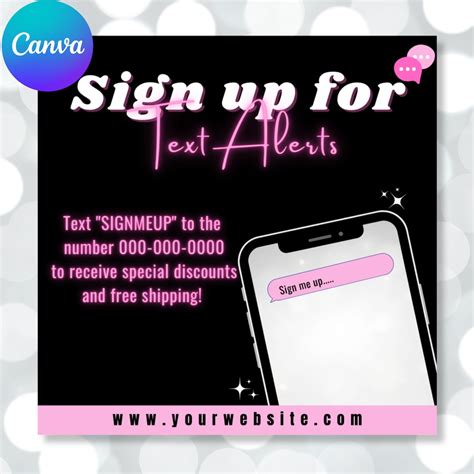 Text Alerts Flyer Template Editable Canva Flyer Template Sign Up
