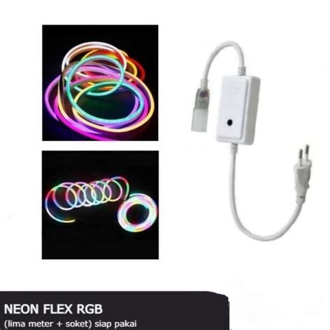 Promo Lampu Selang Neon Flex Rgb 1 Rol 5 Meter Socket Adaptor Poroswonderland 10m Putih