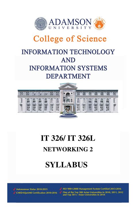 3ai Ii Syllabus Lecture Networking 2 Course Codetitle It 326 It 326l Networking 2 Date