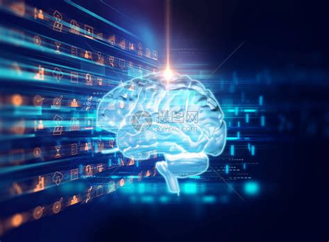 技术背景下人脑的3d渲染代表人工智能和图片素材 正版创意图片503487924 摄图网