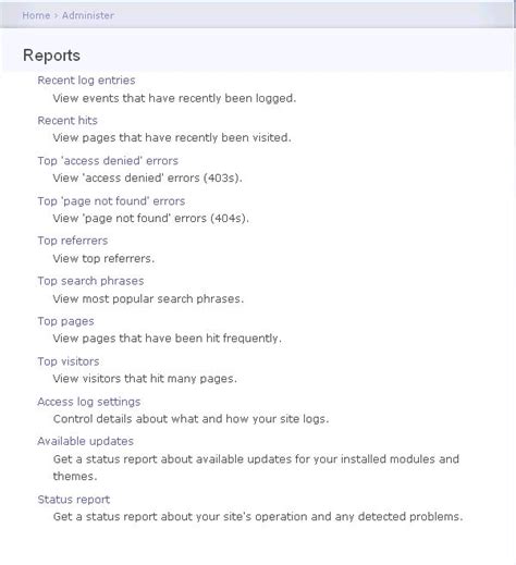 Building A Website With Drupal 6 Part 10 Reports Keeping Track The Coding Pad