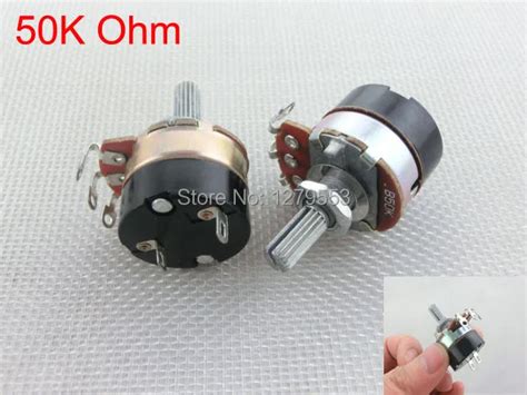 Pcs B K K Ohm Mm Shaft Single Linear Rotary Switch Carbon Potentiometers In Potentiometers