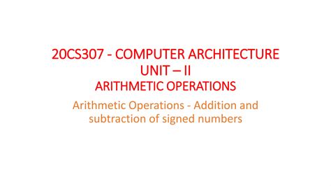 Arithmetic Operations Addition And Subtraction Of Signed Numbers Pptx