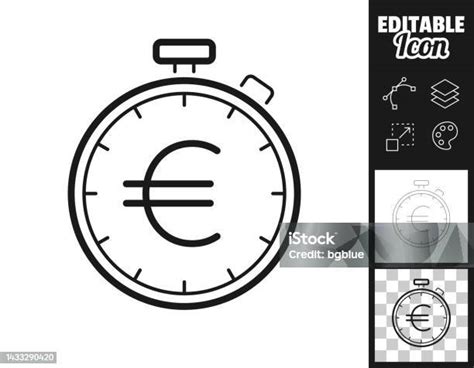 유로 기호가있는 스톱워치 디자인 아이콘입니다 쉽게 편집 가능 벽 시계에 대한 스톡 벡터 아트 및 기타 이미지 벽 시계 시계 시간 Istock