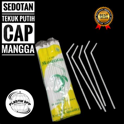 Jual Sedotan Tekuk Putih Cap Mangga Plastik Per Pack Sedotan Tekuk Sedotan Fleksibel Cap