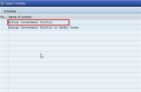 Define Investment Profile In SAP