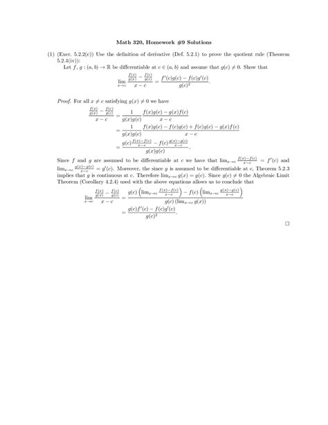 Assignment 9 Solutions Severing Analysis I Mth 320 Docsity