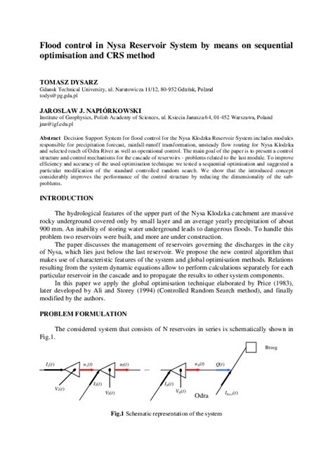 Pdf Flood Control In Nysa Reservoir System By Means On Sequential