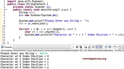 Java Program To Convert String To Character