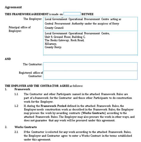 Streamlined Framework Agreement Templates