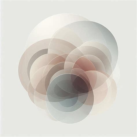Overlapping Translucent Circles In Varying Sizes With A Soft Beige And Gray Color Palette