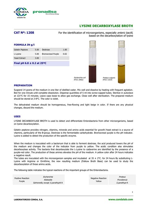 Lysine Decarboxylase Test