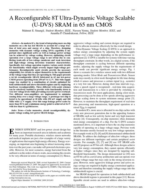 A Reconfigurable 8t Ultra Dynamic Voltage Scalable U Dvs Sram In 65 Nm