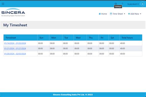 Timesheet Management System Sincera Consulting
