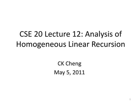 Ppt Cse 20 Lecture 12 Analysis Of Homogeneous Linear Recursion