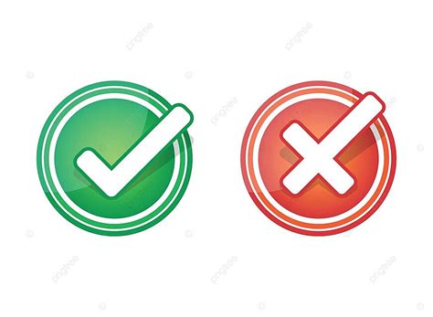 Flat Style Check And X Icons For Business Concept Vector Check Illustration Square Png And