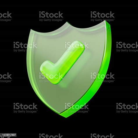 보안 방패 확인 표시 녹색 유리 어두운 배경에 효과 보호를 위한 3d 렌더링 개념 확인표시에 대한 스톡 사진 및 기타 이미지 확인표시 3차원 형태 방패 Istock
