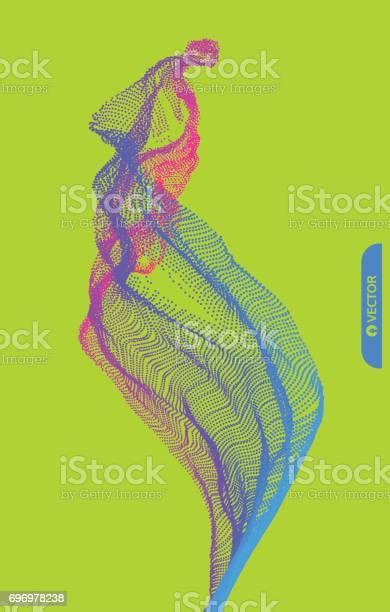 추상적인 벡터 일러스트입니다 3d 기술 스타일입니다 입자를 가진 네트워크 디자인입니다 3차원 형태에 대한 스톡 벡터 아트 및 기타 이미지 3차원 형태 가리기 과학