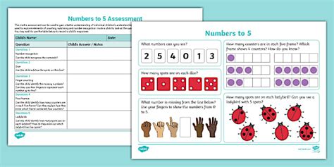 Numbers To 5 Assessment Twinkl Mathematics Eyfs