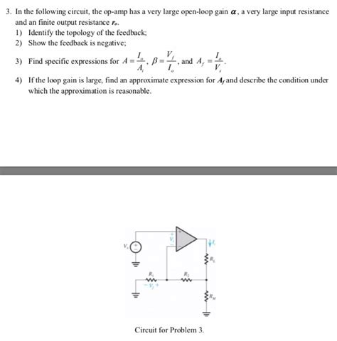 Solved 3 In The Following Circuit The Op Amp Has A Very
