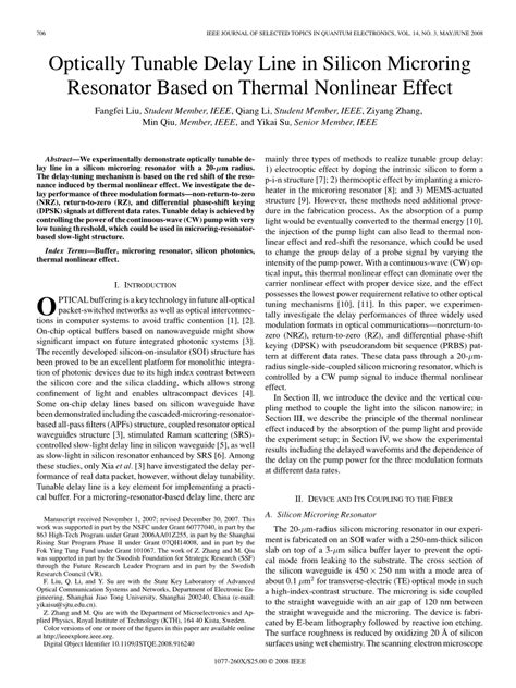 pdf optically tunable delay line in silicon microring resonator based
