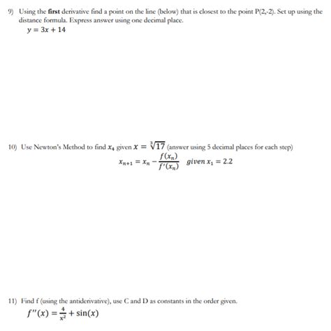 Solved Using The First Derivative Find A Point On The Chegg