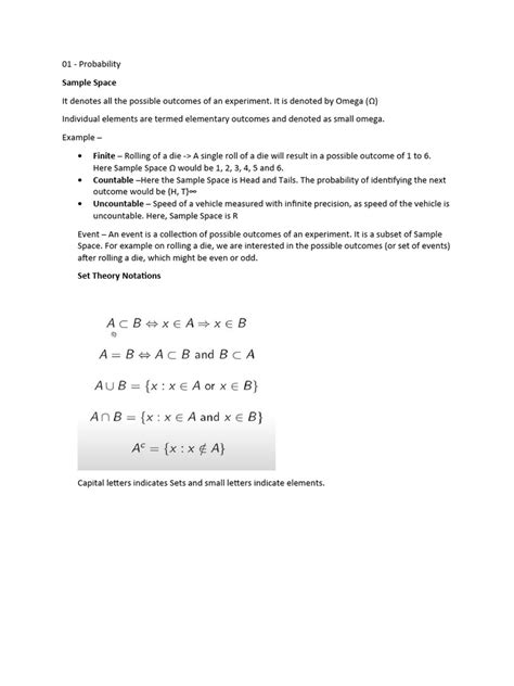 01 Probability Pdf Set Mathematics Measure Theory