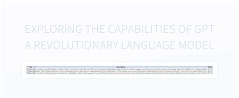 Exploring The Capabilities Of GPT A Revolutionary Language Model Excel