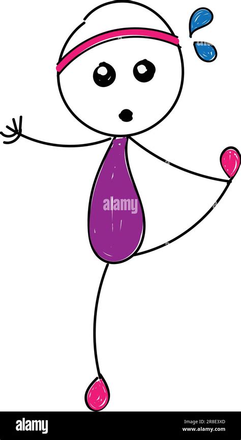 Hand Drawing Doodle Cartoon Character Happy Stick Figure Happy Jumping Celebrating Stock Vector
