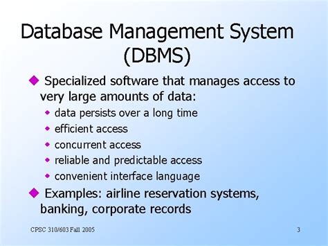 Cpsc 310 Database Systems Cpsc 603 Database Systems