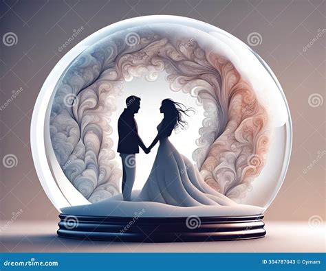 Loving Couple Inside Romantic Snow Globe Stock Illustration Illustration Of Heart Dream