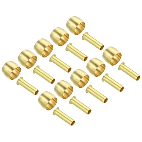 Uxcell 6mm Tube Od Brass Compression Sleeves Ferrules Brass Ferrule Fitting 60 Pack