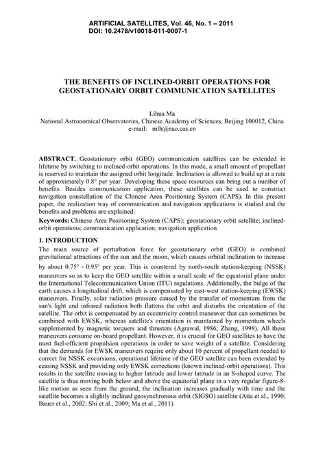 The Benefits Of Inclined Orbit Operations For Geostationary Orbit