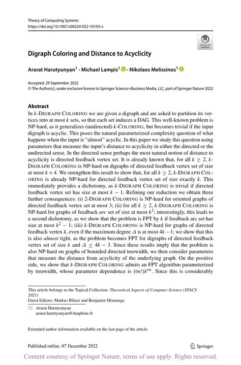 Digraph Coloring And Distance To Acyclicity Request Pdf
