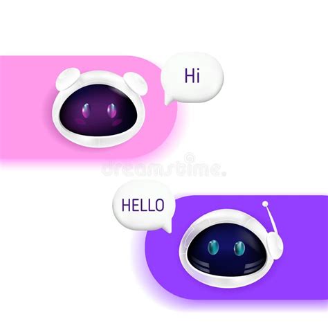 robots chat bot chatting in dialog boxes vector illustration stock