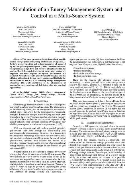 Pdf Simulation Of An Energy Management System And Control In A Multi Source System