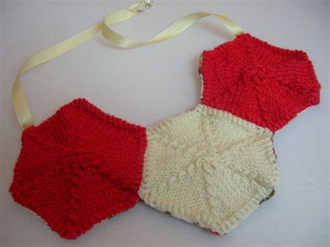 Knitted Hexagon Necklace Rose Print Fabric Hexagon Necklace Knitted