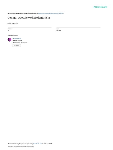 General Overview Of Eco Feminism Pdf Ecofeminism