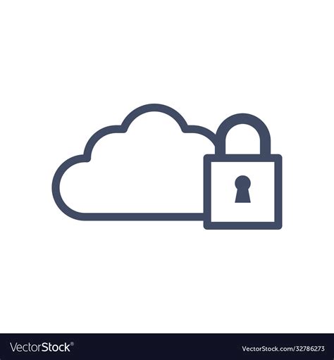 Cloud Computing And Padlock Line Style Icon Vector Image