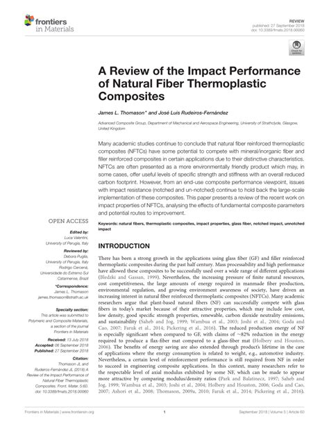 Pdf A Review Of The Impact Performance Of Natural Fiber Thermoplastic Composites