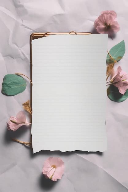 Premium Ai Image Blank Note With Small Flowers Around The Edges Paper