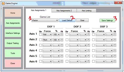 Game Engine Axis Assignment XSimulator Motion Simulator