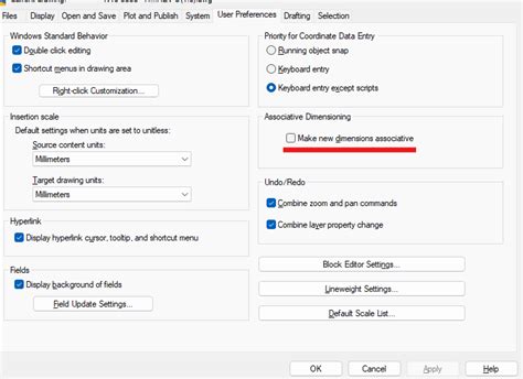 Constantly Unticking Make New Dimensions Associative In Options Autodesk Community