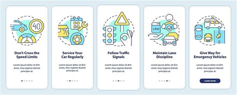 Nighttime Driving Safety Onboarding Screen For Mobile App Vector