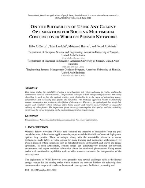 Pdf On The Suitability Of Using Ant Colony Optimization For Routing Multimedia Content Over
